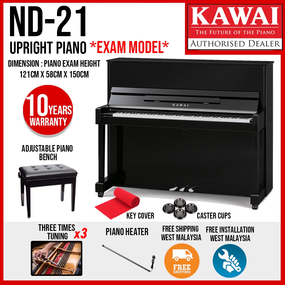 (Exam Model) Kawai ND-21 Acoustic Upright Piano - Ebony Polish (ND21 / ND 21) *121CM Acoustic ...