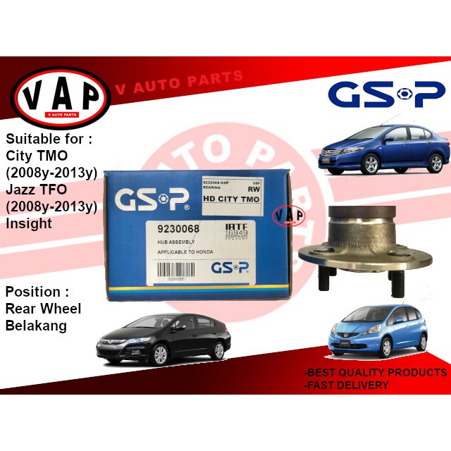 Honda City TMO / Jazz TFO / Insight Rear Wheel Bearing 9230068 (GSP) RW ...