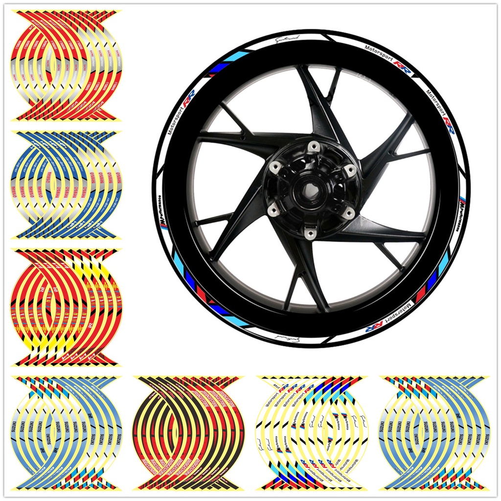 Ready Stock 17 18 Inch Motorcycle Reflective Rim Wheel Decals Wheel Hub 