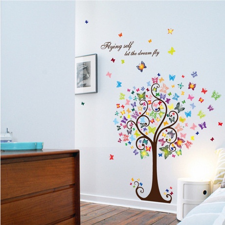 STIKER HIASAN DINDING POKOK BIRU MAGIC YANG CANTIK BLUE MAGIC TREE WALL ...