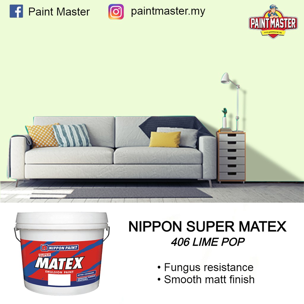 7L NIPPON SUPER MATEX 406 LIME POP- Matt Finished Interior Acrylic ...