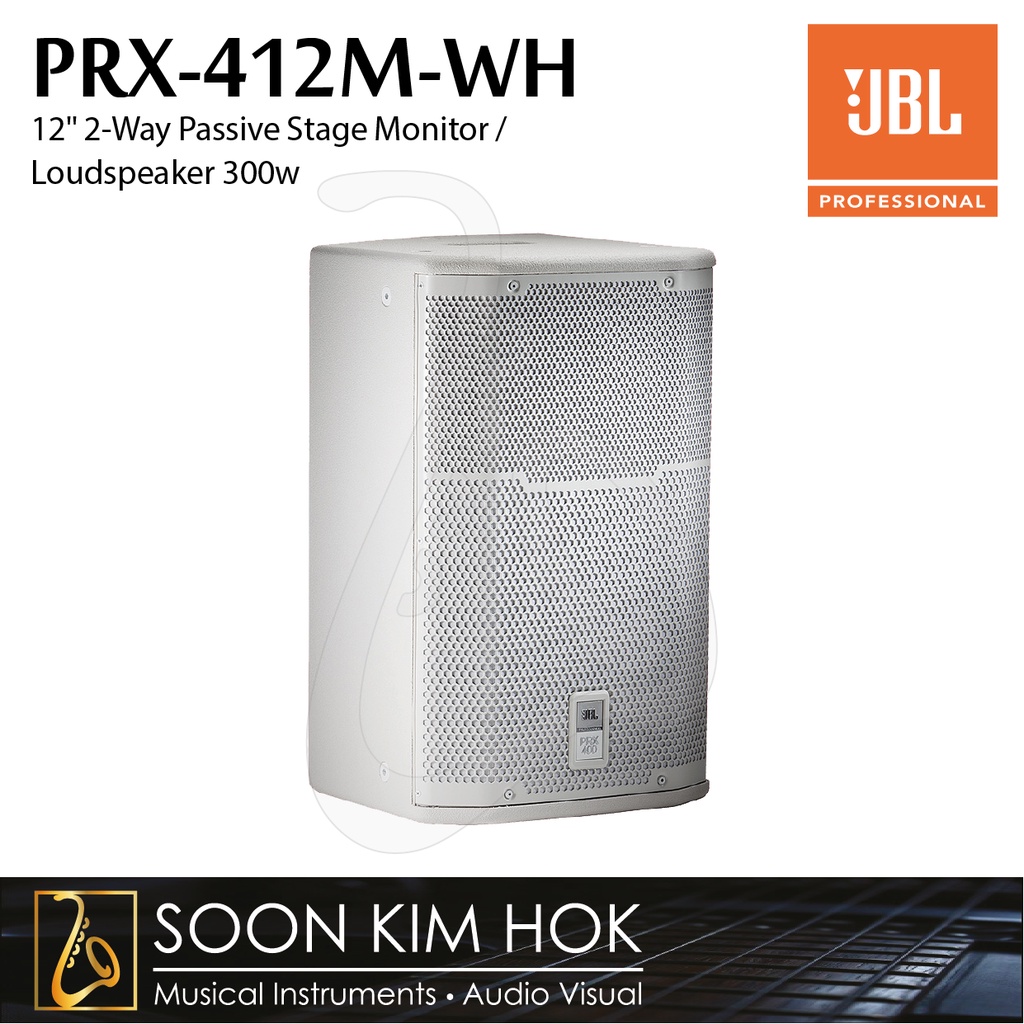 JBL PRX-412M-WH 12" 2-Way Passive Stage Monitor / Loudspeaker (300W / 600W / 1200W) (White ...