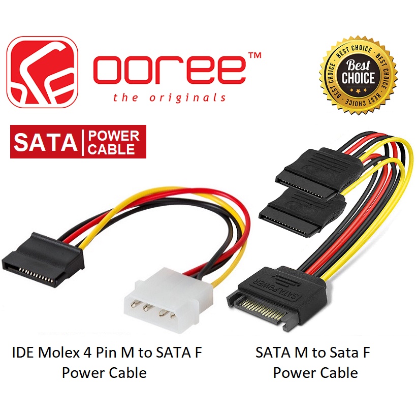 SATA (M) TO 2 SATA (F) SATA POWER CABLE / IDE MOLEX 4 PIN (M) TO SATA ...