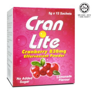 Cran Lite Cranberry 830mg effervescent powder (5g X 12 sachets) [Exp:07 ...