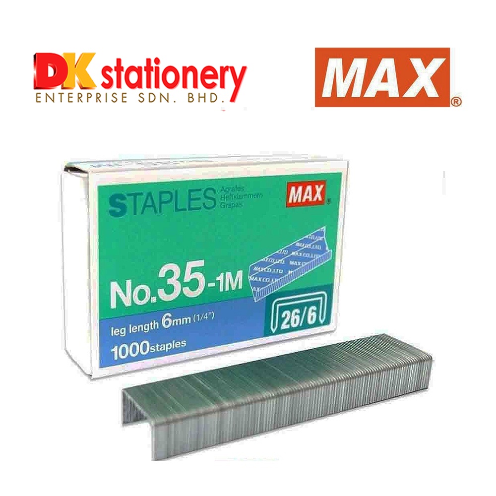 Max Staples No. 35-1M | Klip kertas 6mm leg length (1000 staples ...