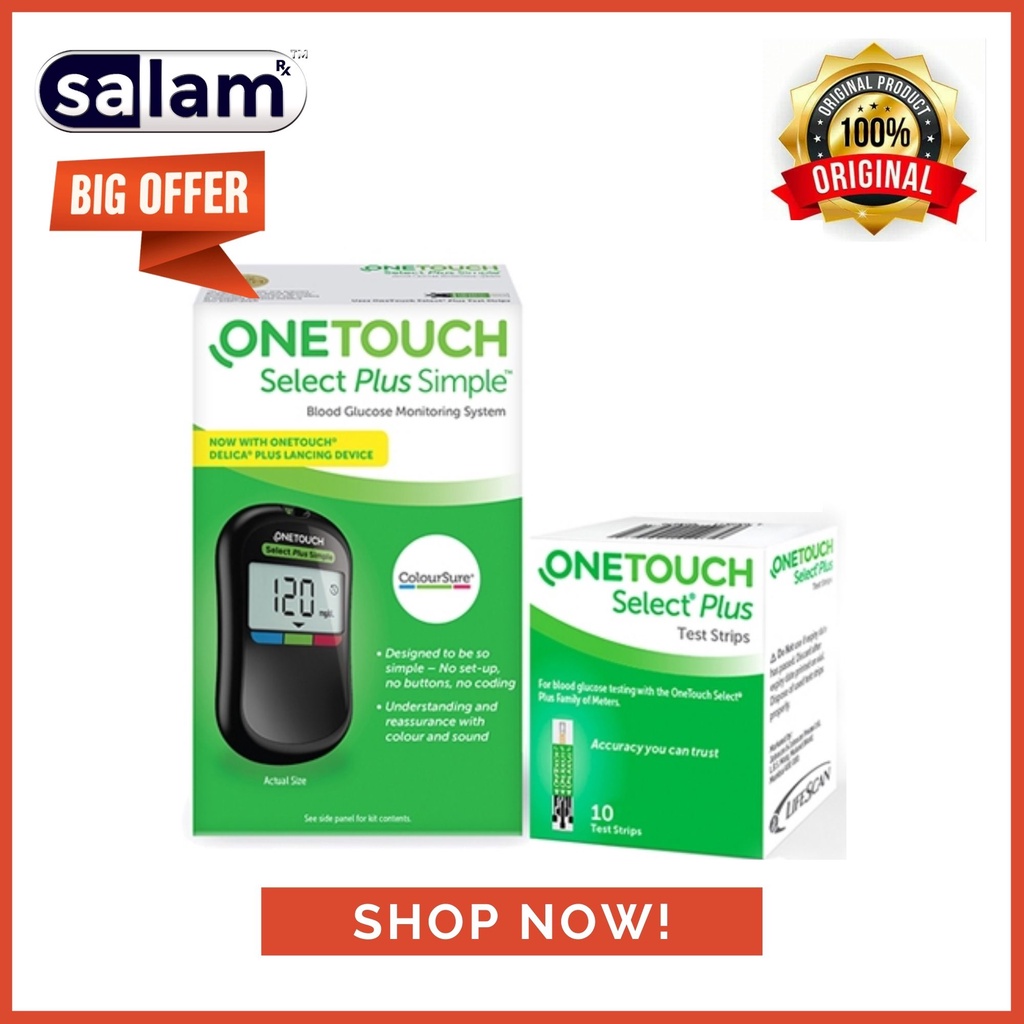 ONE TOUCH SELECT PLUS SIMPLE GLUCOSE METER / TEST STRIP 25S / ONE TOUCH ...