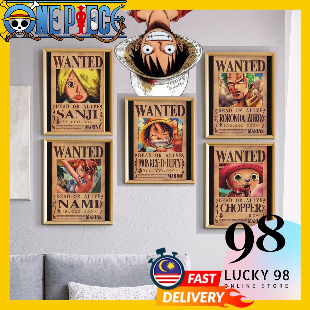 🔥Local Ready Stock🔥Anime One Piece Reward Series Retro Poster Kraft ...