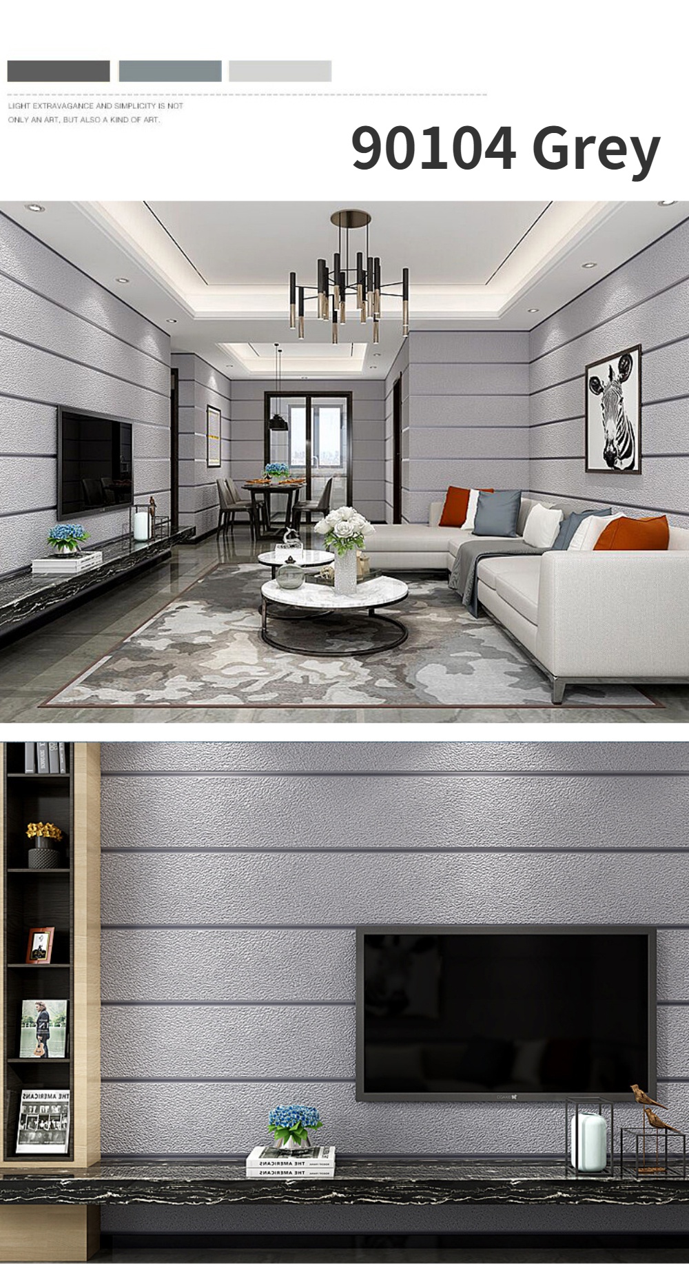 10M Sude Wallpaper Dinding Bilik Tidur Luxury 3D Wallpaper Modern ...