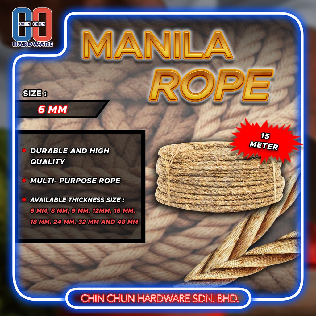 6mm MANILA ROPE | DURABLE ROPE | MULTI-PURPOSE ROPE | KNOTS TWISTED ...