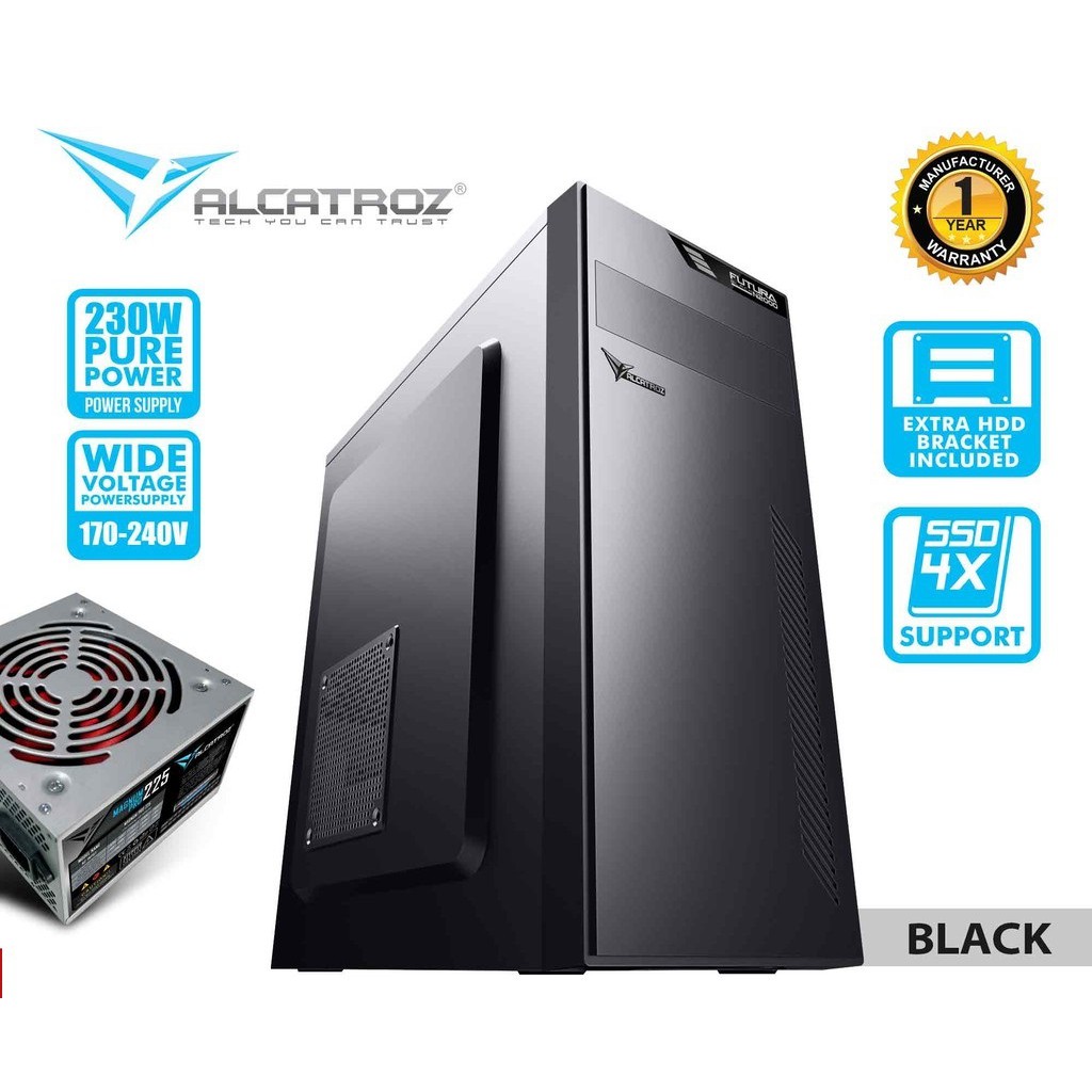 Alcatroz Futura Black N2000 ATX PC Case with 450 Watts Power Supply PC ...
