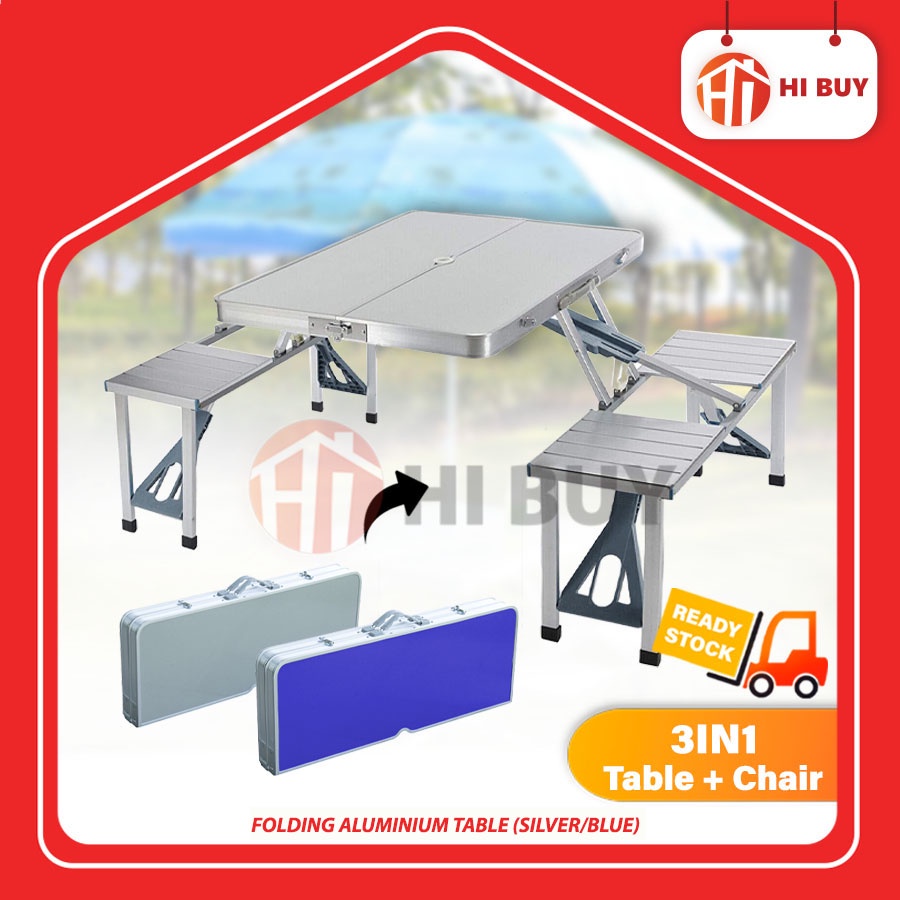 FOLDING ALUMINIUM TABLE WITH CHAIRS/ MULTIFUNCTIONAL FOLDABLE PICNIC ...