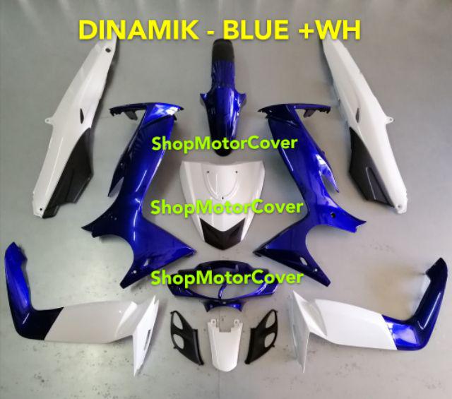 MODENAS DINAMIK 120CC BODY COVER SET BIRU PUTIH WITH STICKER COVERSET MODENAS DINAMIK 120 BLUE ...
