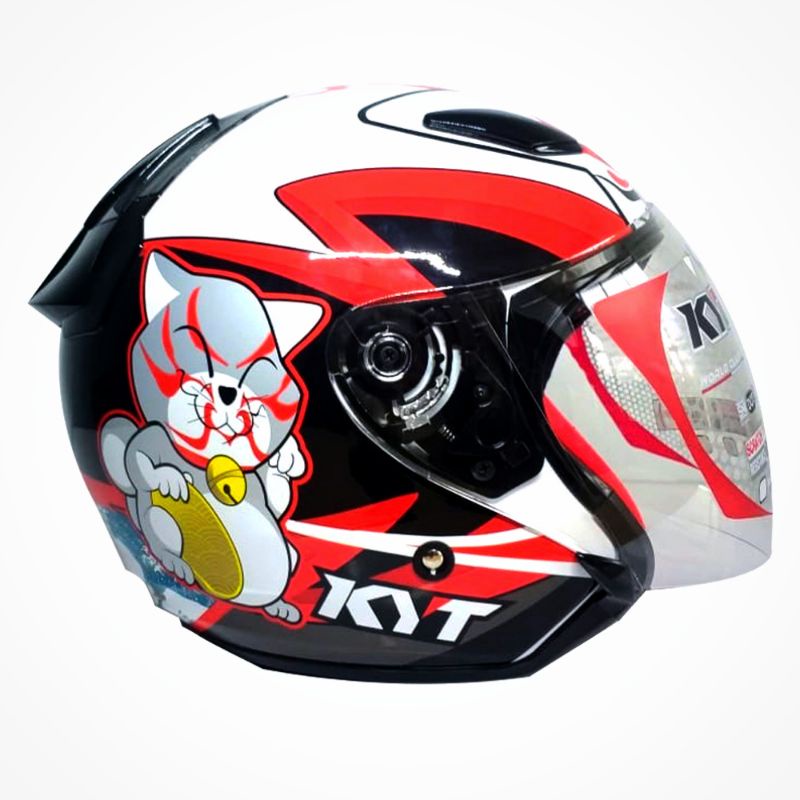 Half face Helmet KYT Dj maru Kabuki Cat White | Shopee Malaysia