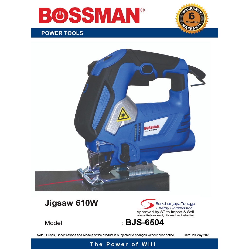 BOSSMAN Electric Jigsaw 610W (BJS-6504) with LED Light and Laser Light ...