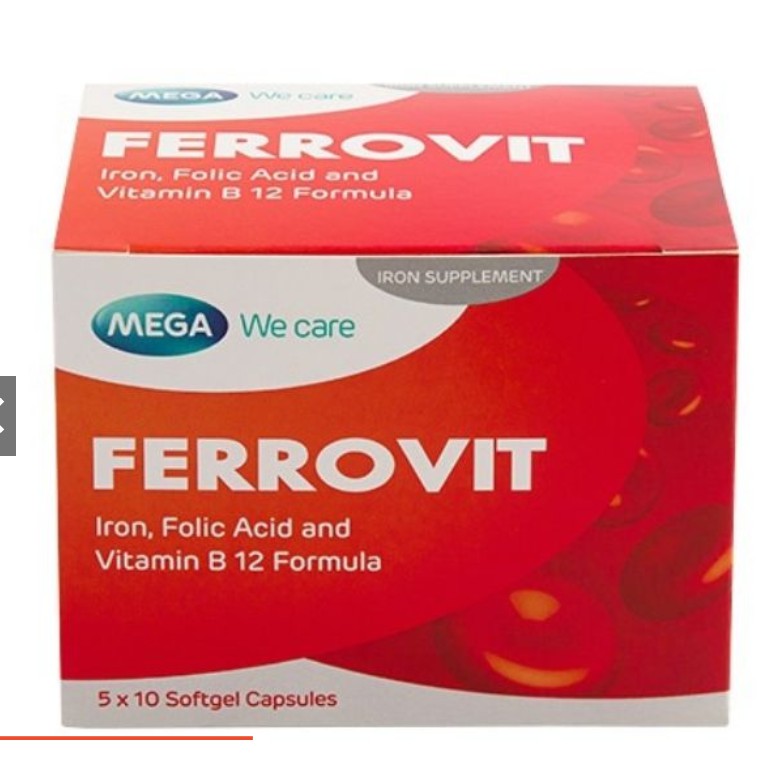 MEGA FERROVIT (IRON+FOLIC ACID+ VIT B12 ) 50'S | Shopee Malaysia