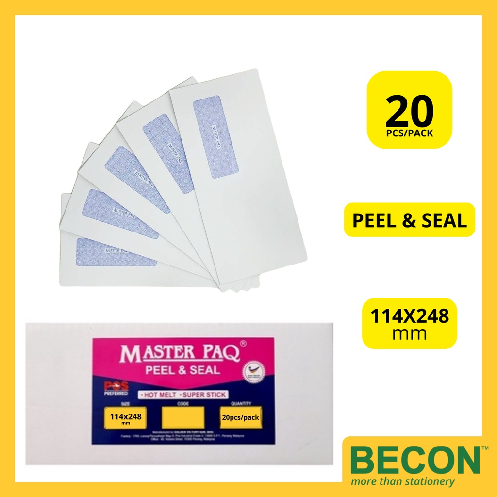 Opaque Peel & Seal Envelope White [ 4.5x9.75 ] [114mmx248mm ] 20pcs ...