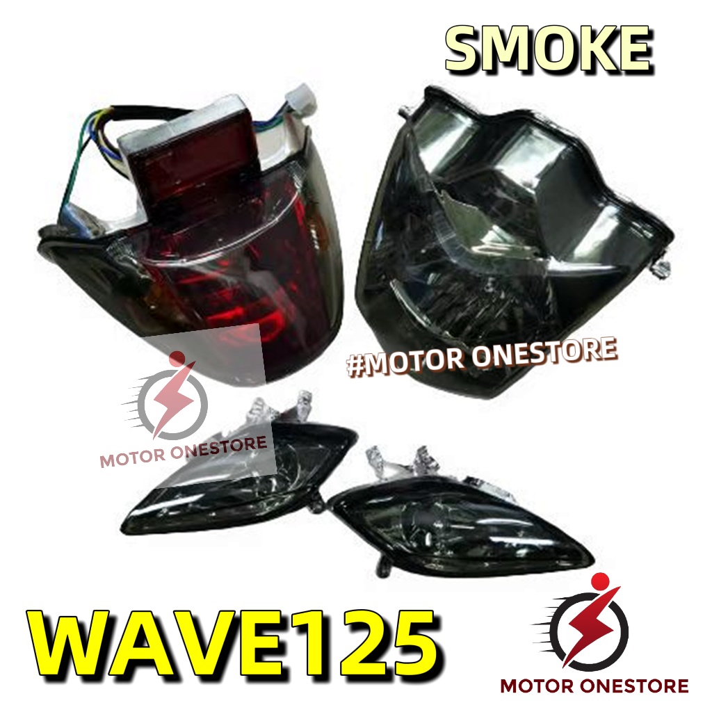 WAVE125 SIGNAL + HEAD LAMP + TAIL LAMP SMOKE LAMPU DEPAN BELAKANG SMOKE ...