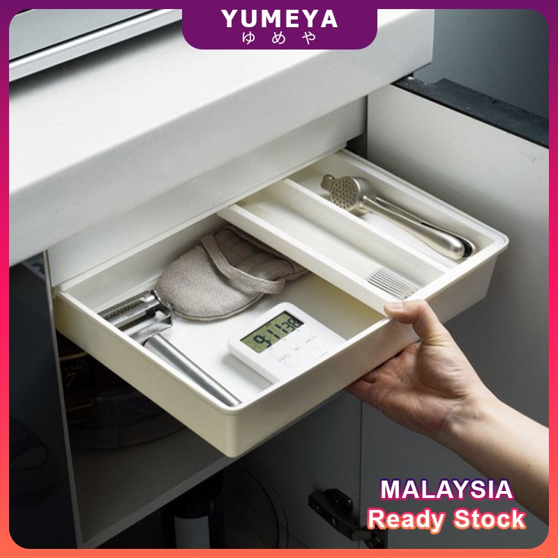 Drawer Pencil Tray Self Adhesive Pop-Up Hidden Desktop Organizer Paste ...