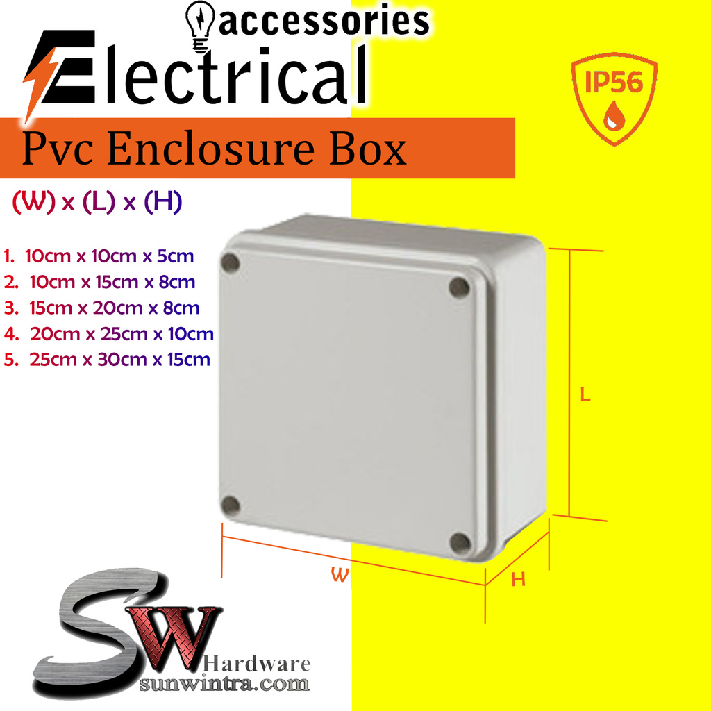 PVC ENCLOSURE ELECTRICAL JUNCTION BOX IP56 4" x 4" / 4" x 6" / 6" x 8 ...