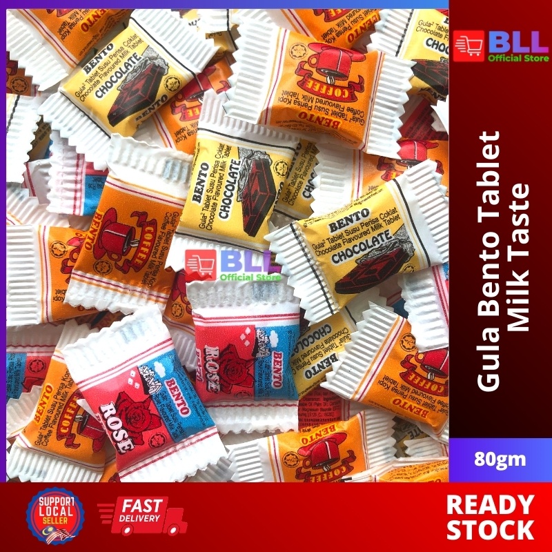 (Halal) Bento Tablet Milk Taste Candy Gula Kertas Susu Chocolate Rose ...