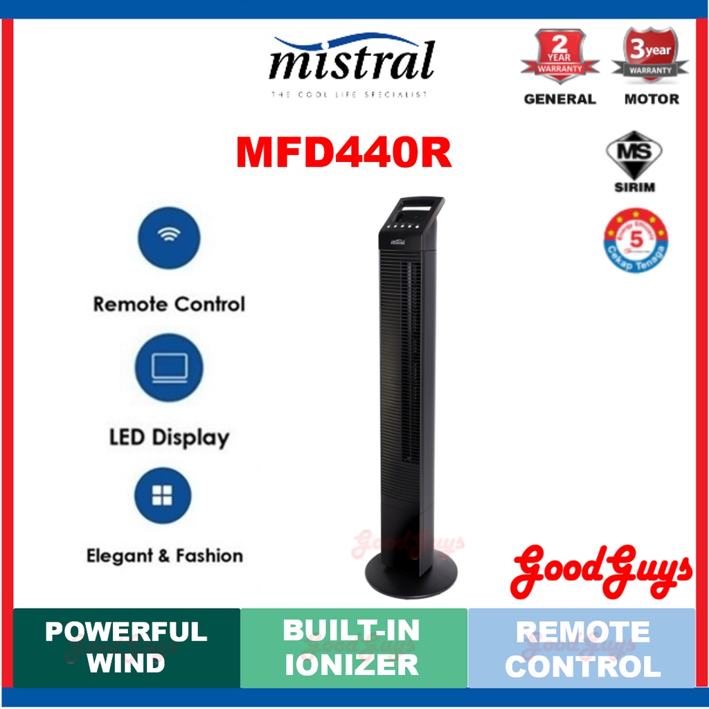 [FREE BUBBLE WRAP]MISTRAL MFD440R TOWER FAN BUILT IN IONIZER WITH ...