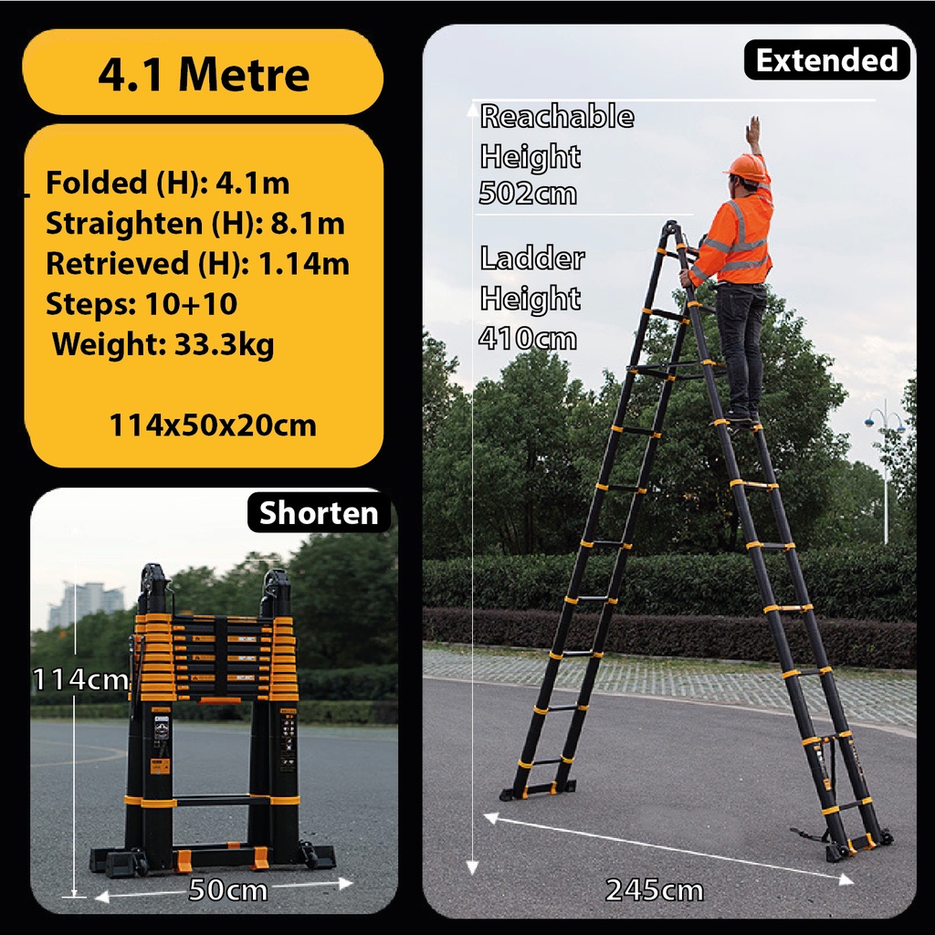 Double sided Telescopic ladder multipurpose Tangga lipat Heavy duty ...