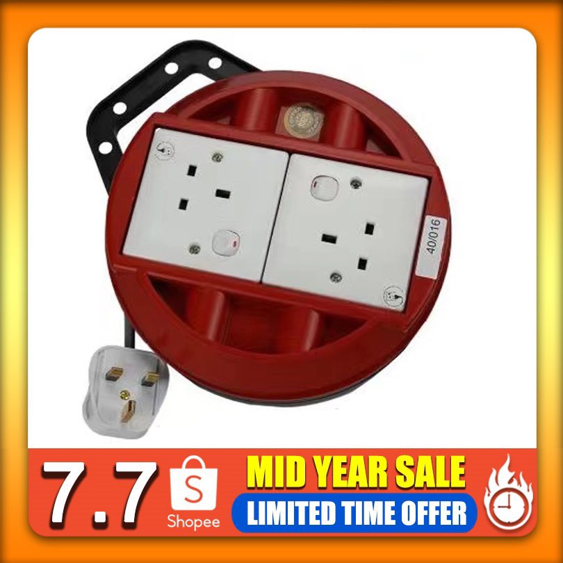2 Gang Round Box Extension Socket 10meter Pure Copper Wire With SIRIM ...