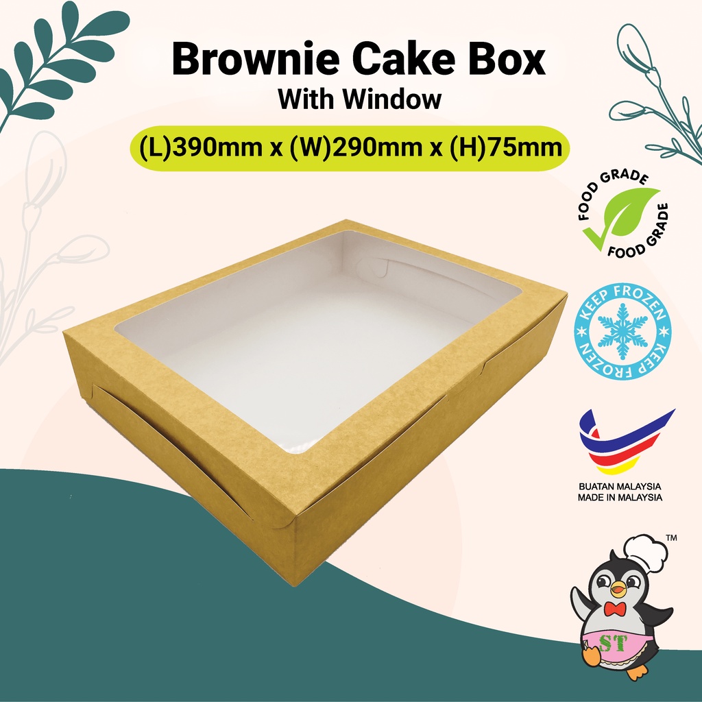 Brownie Cake Box 390mm x 290mm x 75mm with Window @ RM3.85/pc (10pcs ...