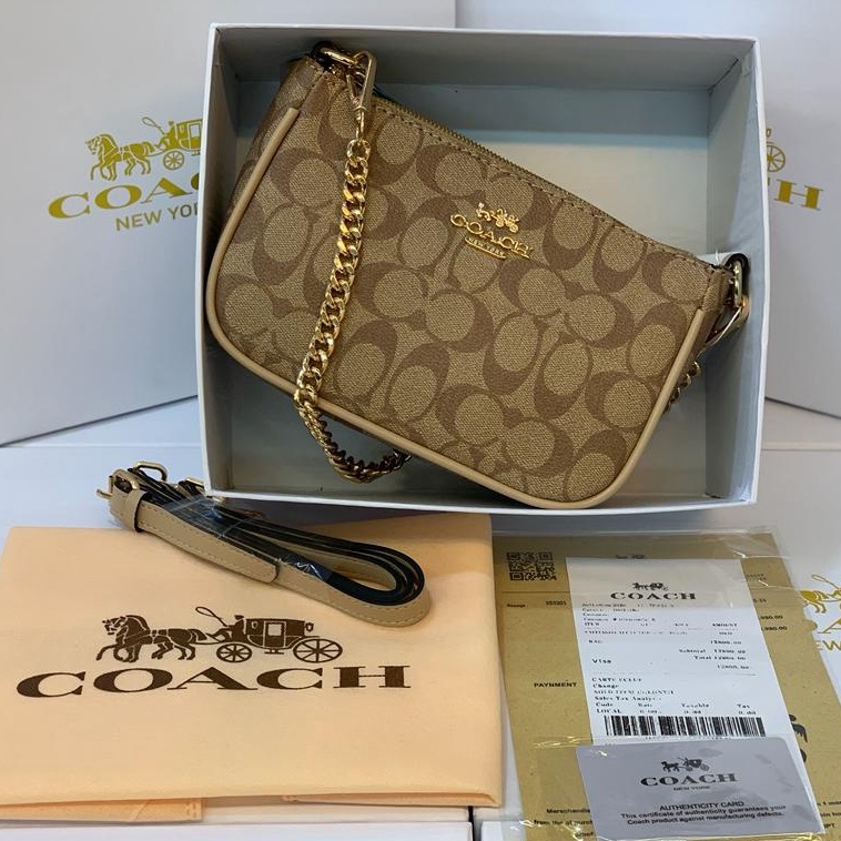 [FREE Box] COACH TOP HANDLE POUCH IN SIGNATURE - COACH | Shopee Malaysia