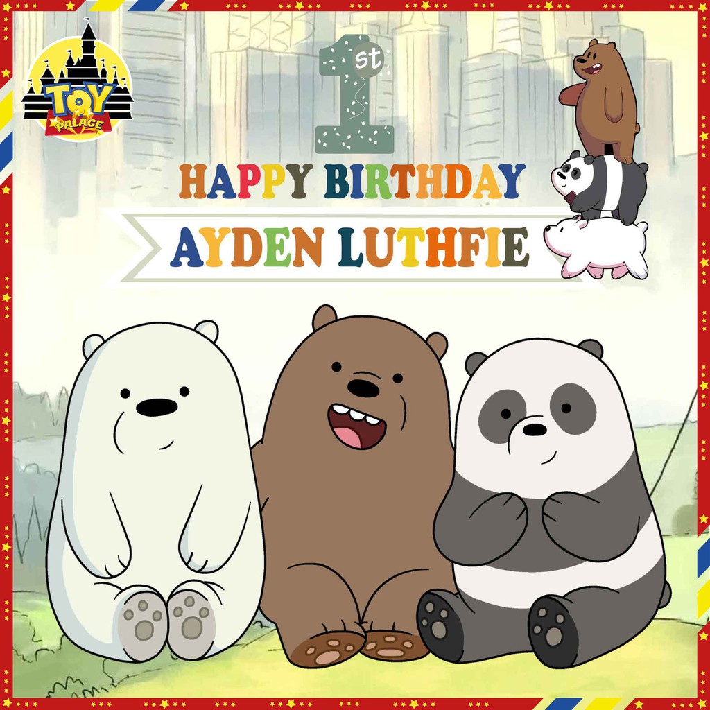 🇲🇾 Ready Stock 💕We Bare Bear Theme Birthday Party Wall Decoration ...