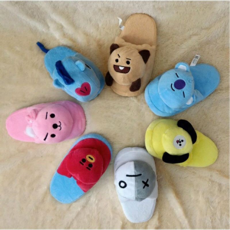 ARMY BTS BT21 KPOP SNI Doll Head Sandals | Shopee Malaysia