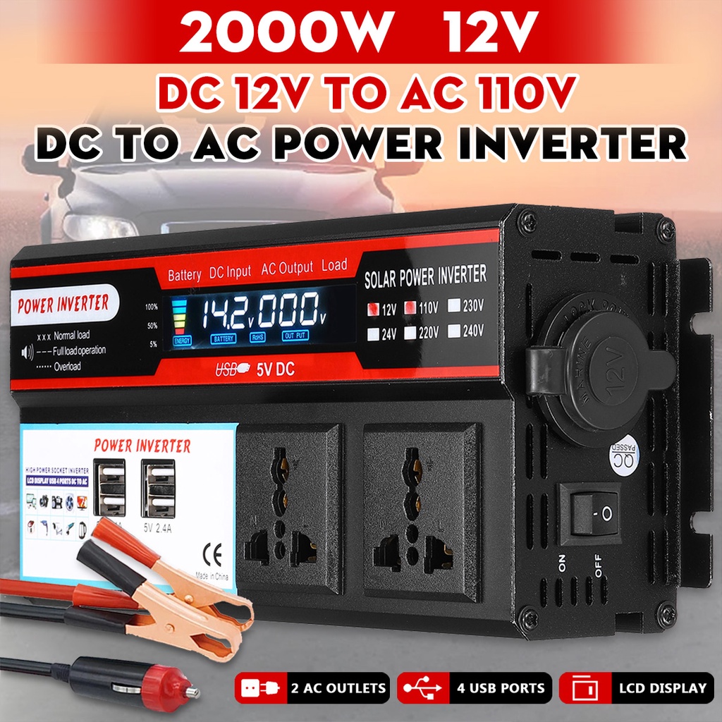 DC 12/24V To AC 220V 2.4A Inverters LCD Display Modified Sine Wave ...