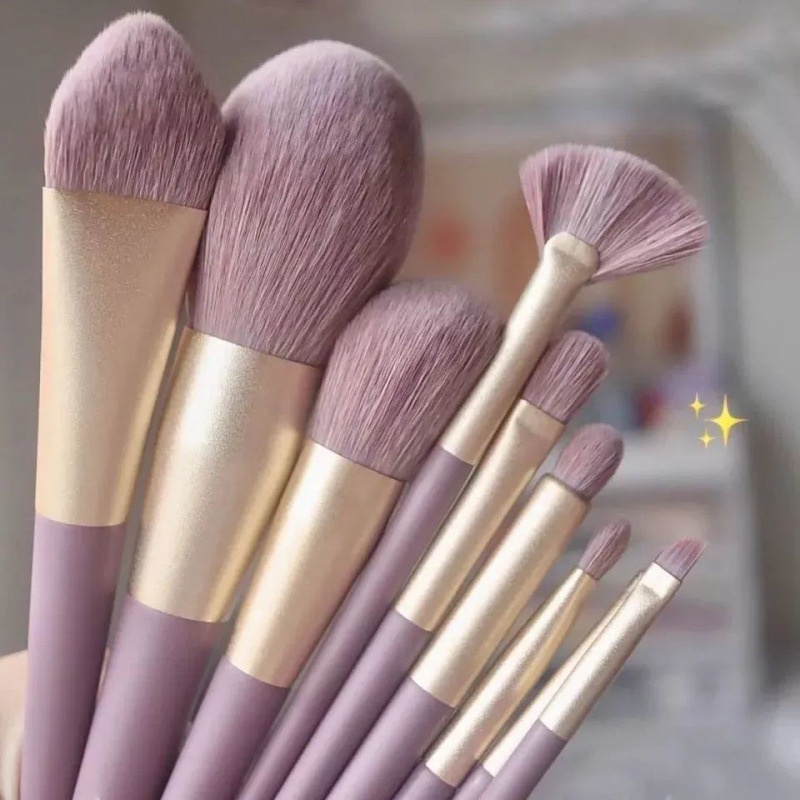 9Pcs Taro Yam Makeup brushes Set Berus Mekap | Shopee Malaysia