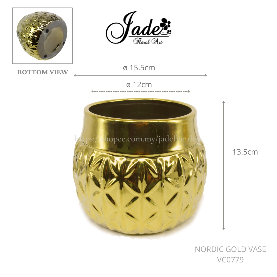 PREMIUM GOLD VASE / CERAMIC VASE / PASU EMAS / METALLIC VASE / PASU ...