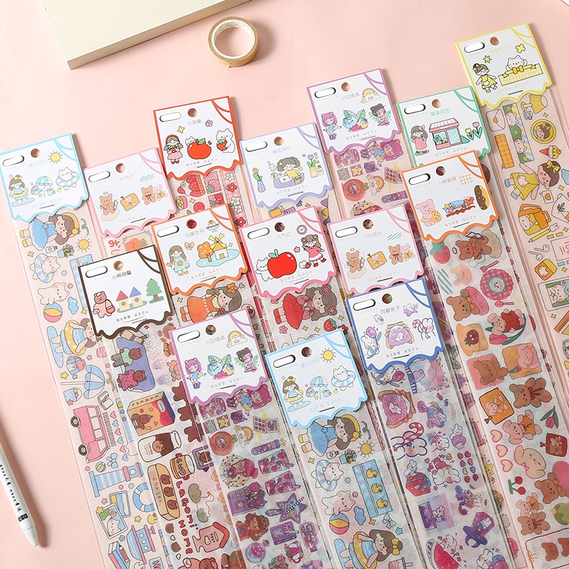 Cute DIY Long Strips Cartoon Sticker for Diary/ Korean Fashion Student ...