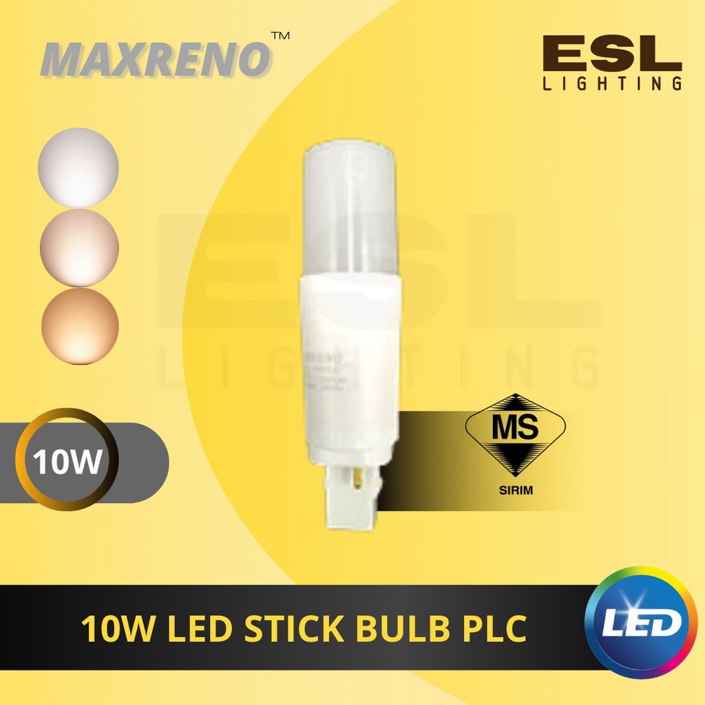 ESL LIGHTING MAXRENO LED PLC Stick Bulb 10W (Daylight Cool White Warm ...