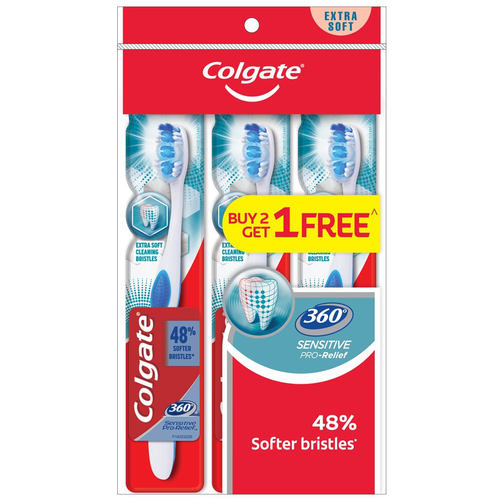 Colgate 360 Sensitive Pro Relief Toothbrush Valuepack 3s (Ultra Soft ...