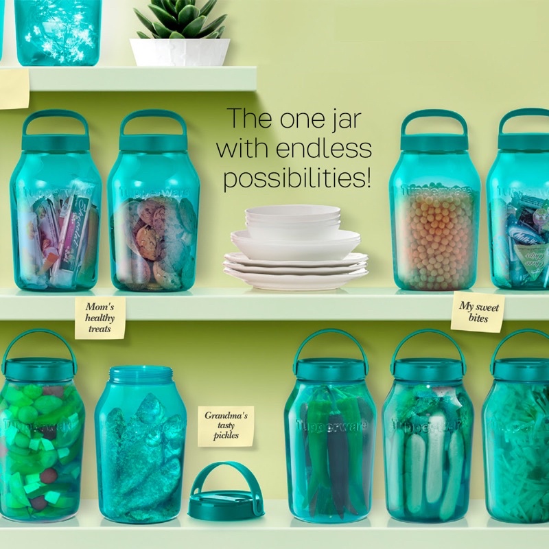 Tupperware Universal Jar 3L Green Air tight liquid tight container with ...