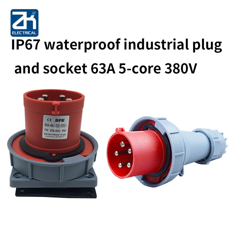 IP67 waterproof industrial plug / concealed socket 63A 5-core 380V | Shopee Malaysia