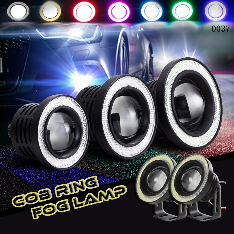 2pcs 3200LM COB Led Fog Angle Eyes Lens Projector Car Auto White Angel Eyes Halo Ring DRL Lamp ...