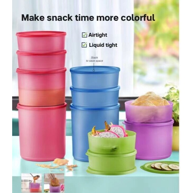 Tupperware Summer Fresh Round Set (200ml/ 1L / 530ML/ 2.1L/ 950ML) bekal tupperware bekas ...