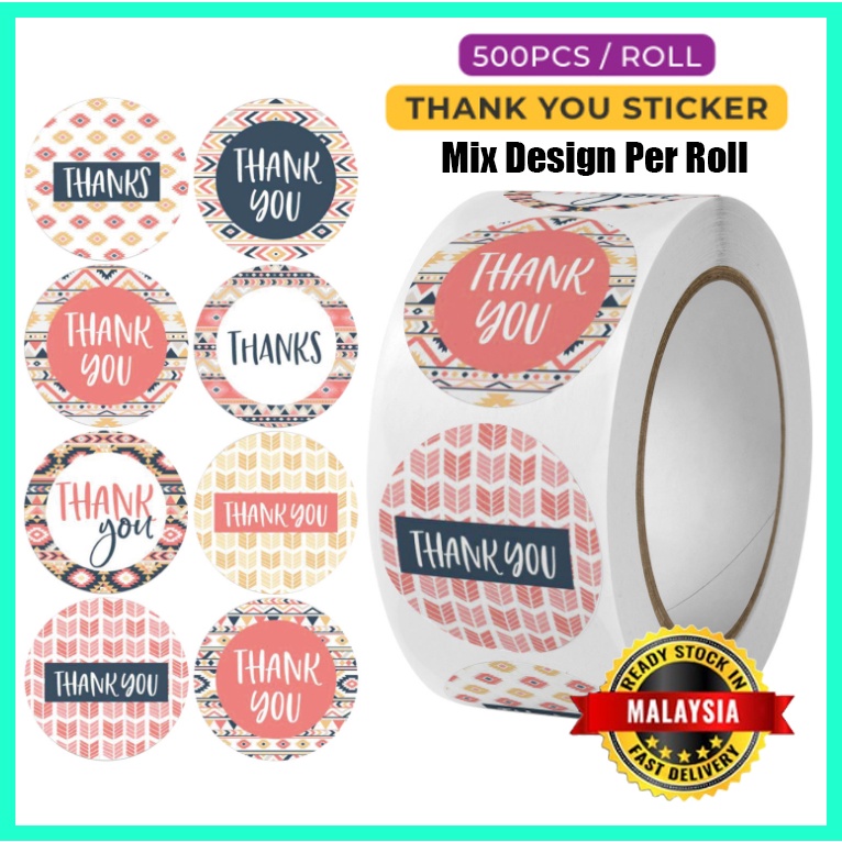 500pcs Thank You Sticker Seal Label Sticker Terima Kasih | Shopee Malaysia