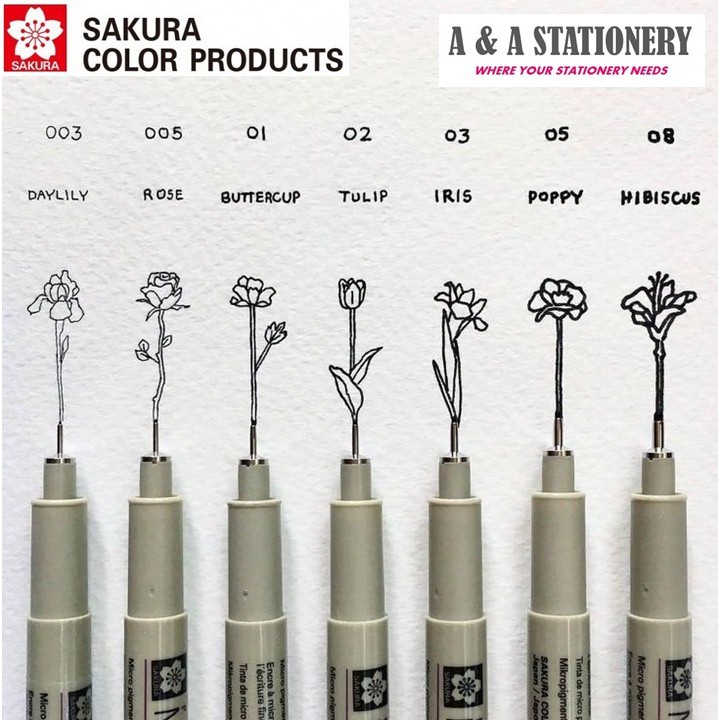 Original Sakura Pigma Micron Pen Black(003/005/01/02/03/04/05/08/1/BR ...
