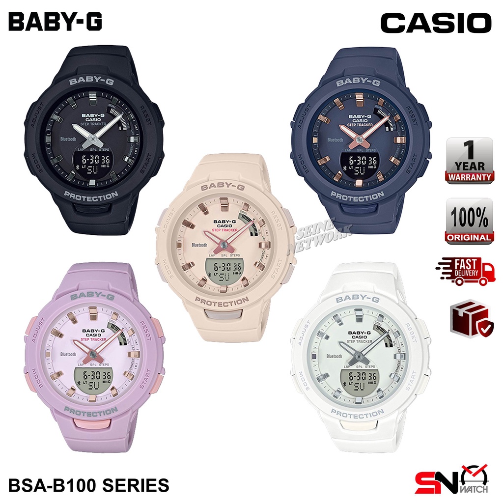 Casio Baby-G BSA-B100 G-SQUAD Step Tracker Bluetooth Series Analog ...