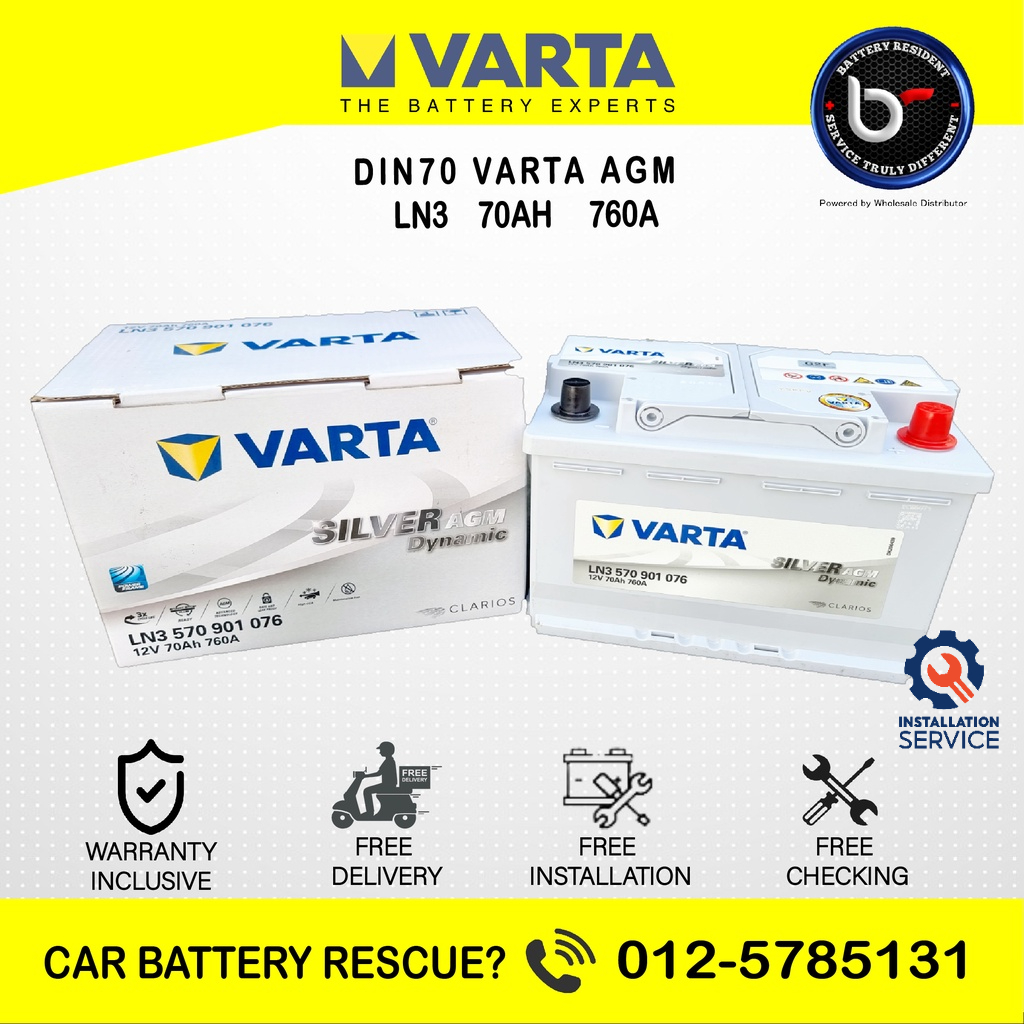[ Installation Provided ] LN3 AGM DIN70L DIN70 Varta Silver AGM Dynamic ...