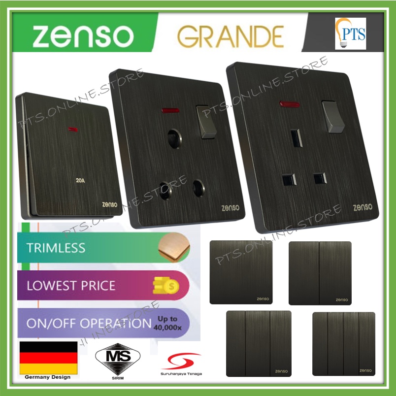Zenso Grande Socket & Switch 13A 15A 20A 1g 2g 3g 4g Door Bell Auto ...