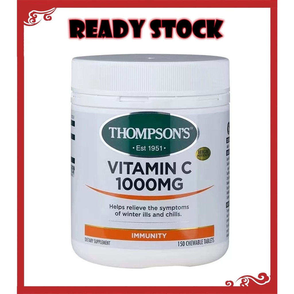 [Ready Stock] Thompson's Vitamin C 1000mg Chewable 150 Tablets (Import ...