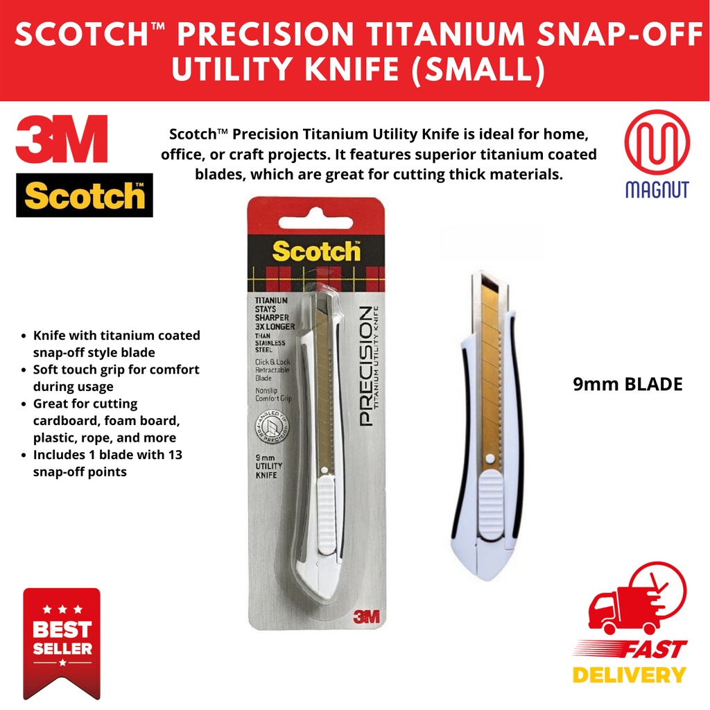 3M Scotch Precision Titanium Utility Knife Blade - Multipurpose Home ...