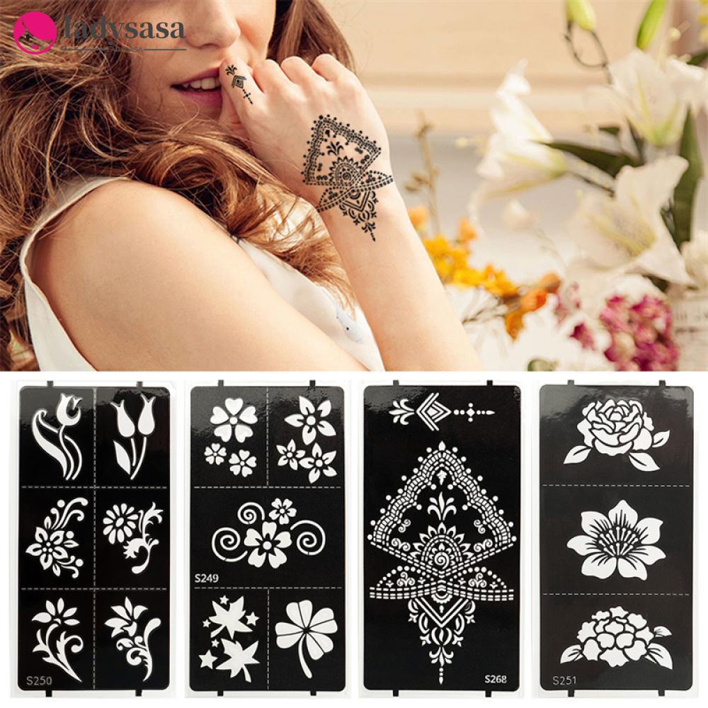 Ladysasa 1Sheet Women Flower Tattoo Stencils Henna Hand Wrist Tattoo ...