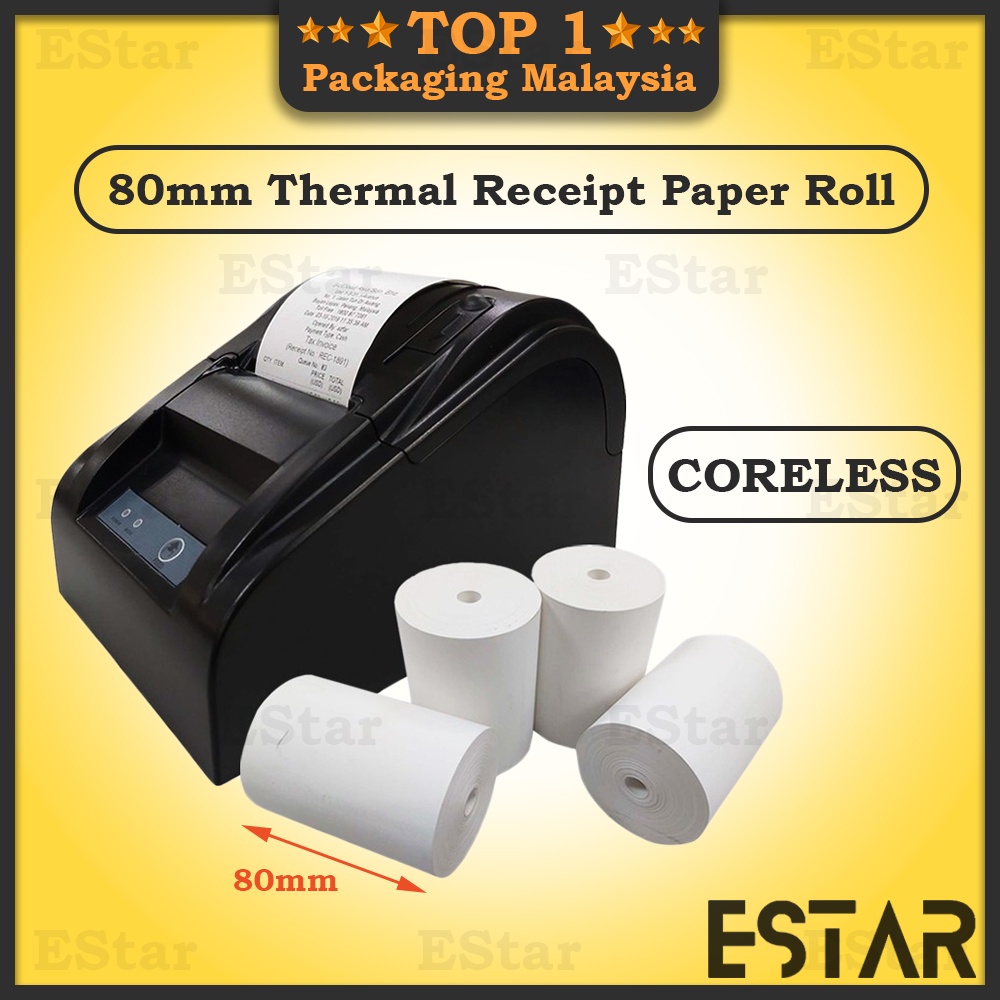 80mm Thermal Paper Coreless Thermal Receipt Paper Roll POS Receipt ...